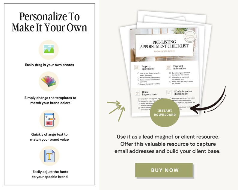 Pre-listing Appointment Checklist | Listing Presentation Prep | Canva ...