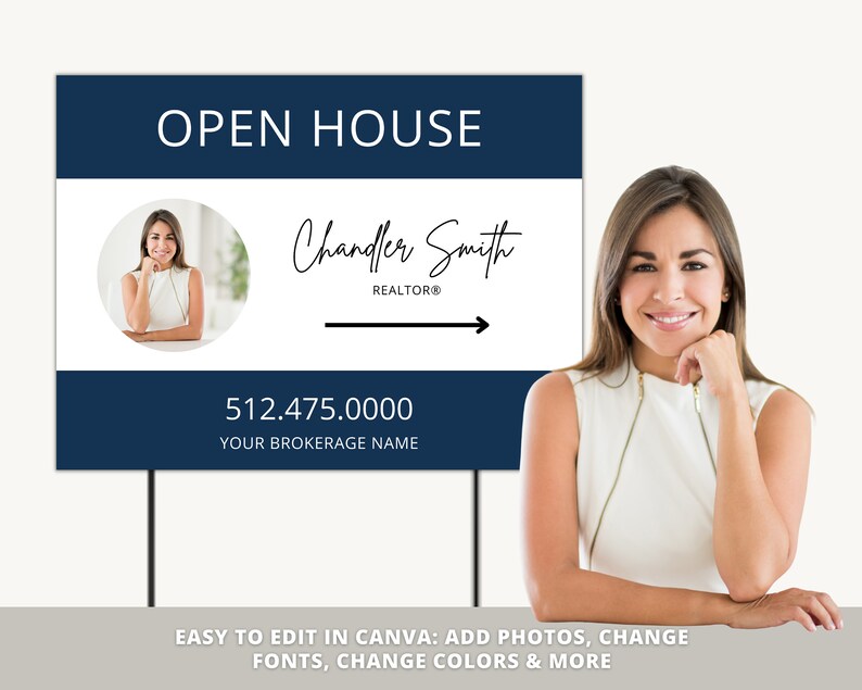 Real Estate Yard Open House Sign Template | for Sale Yard Sign ...