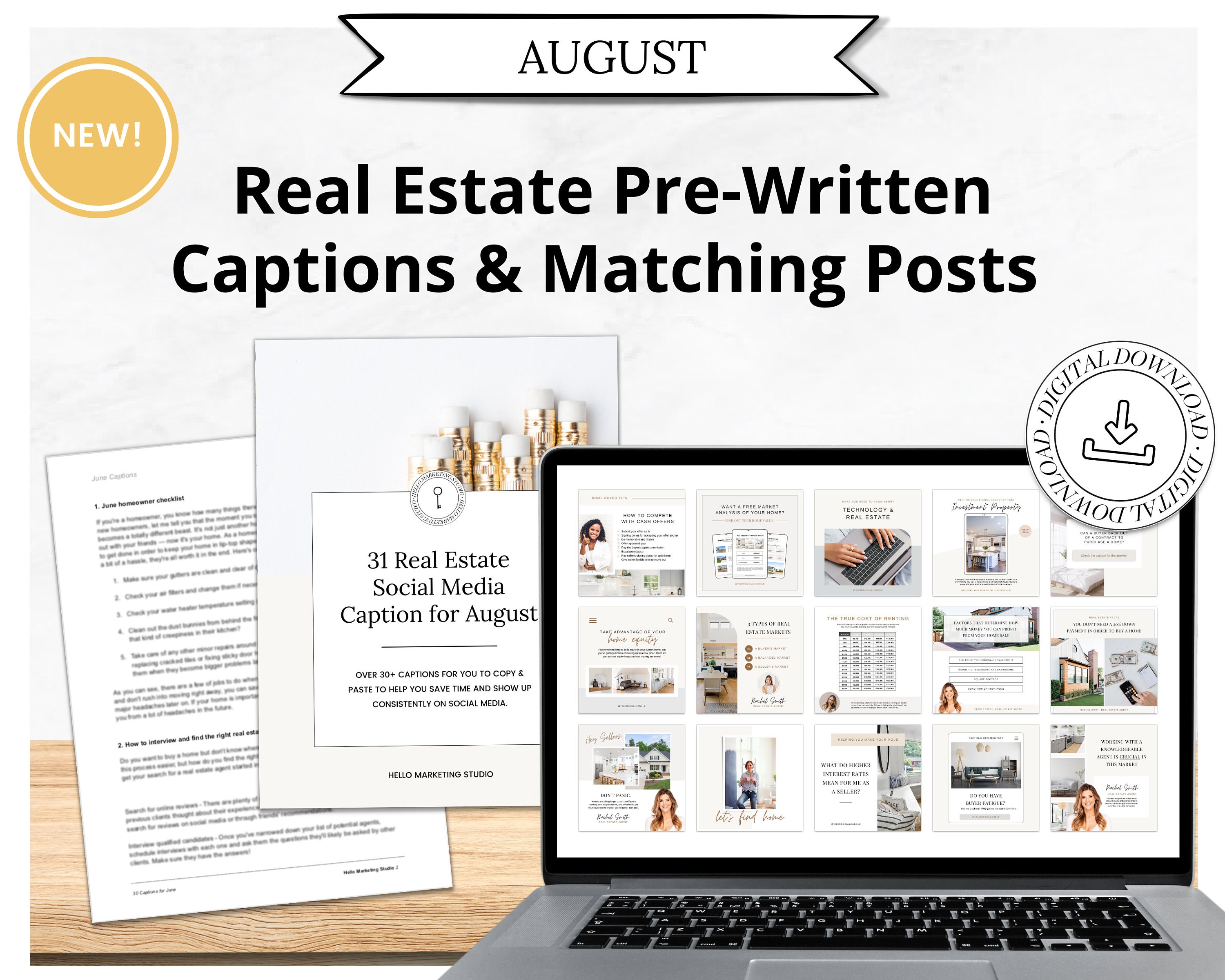 August Real Estate Captions & 31 Matching Real Estate Canva Posts ...