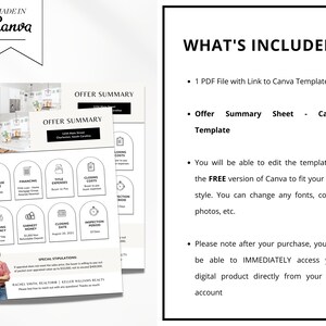 Offer Summary Cover Sheet Agent Marketing Material - Etsy