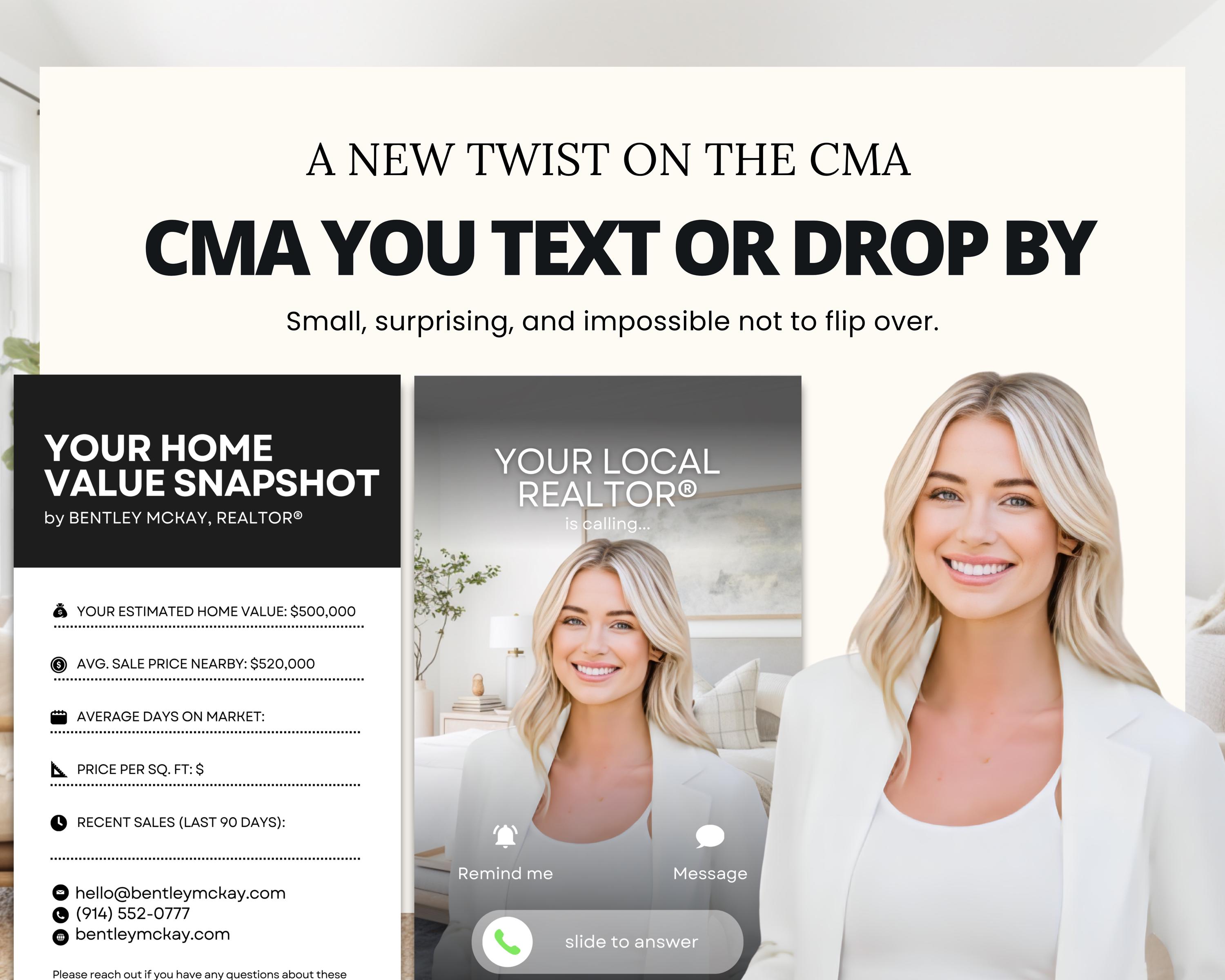 Real Estate CMA Business Card | Door Knocking Pop-by | Canva Template ...