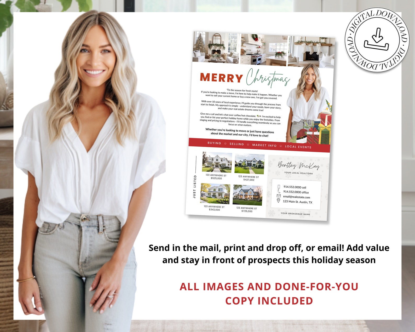 Christmas Real Estate Flyer | Real Estate Marketing | Canva Template ...
