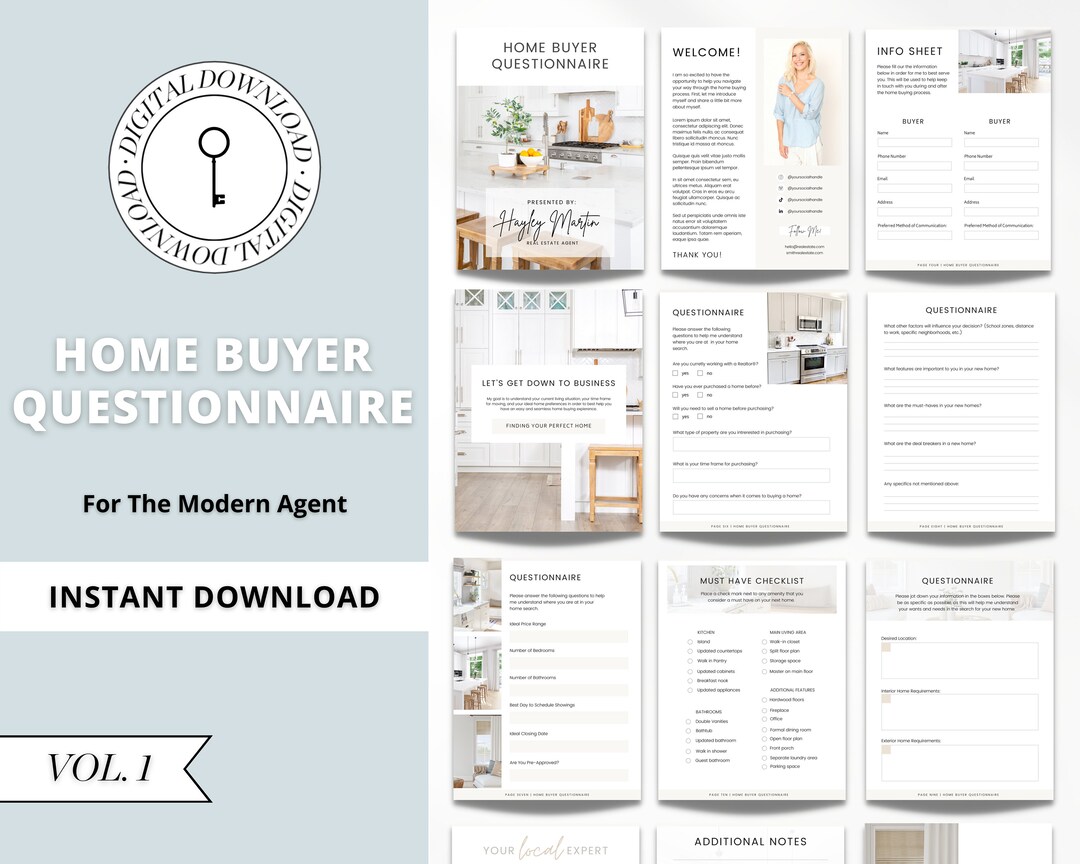 Home Buyer Questionnaire for Real Estate Agents | Realtor Marketing ...