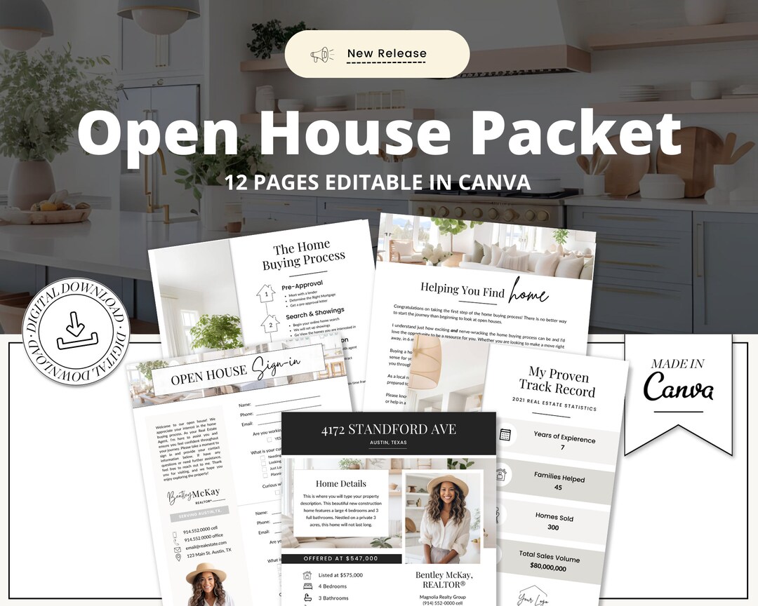 Open House Packet Listing Flyer Open House Sign in Sheet Real Estate ...