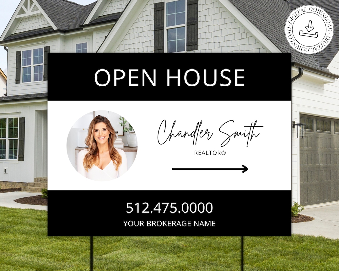 Real Estate Yard Open House Sign Template | for Sale Yard Sign ...