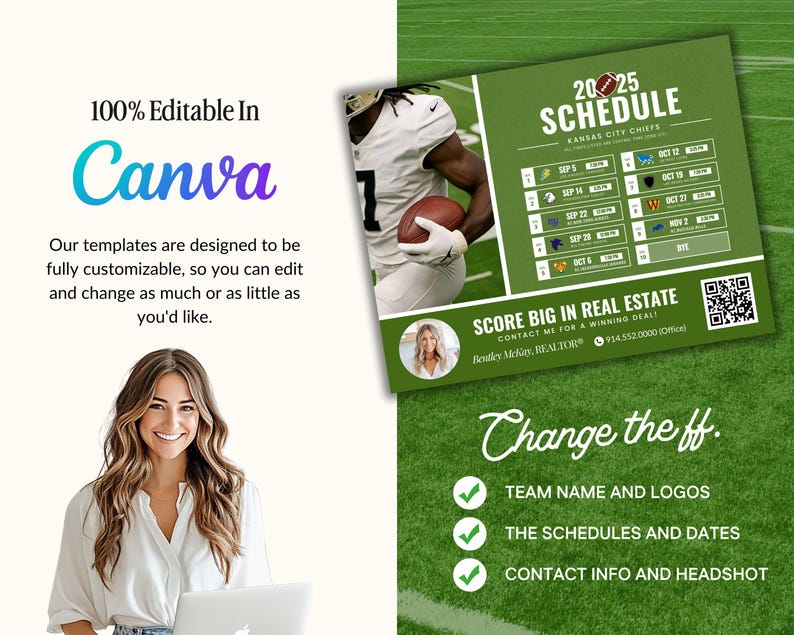 Editable Football Calendar | Fall Football Schedule Season Mailer ...