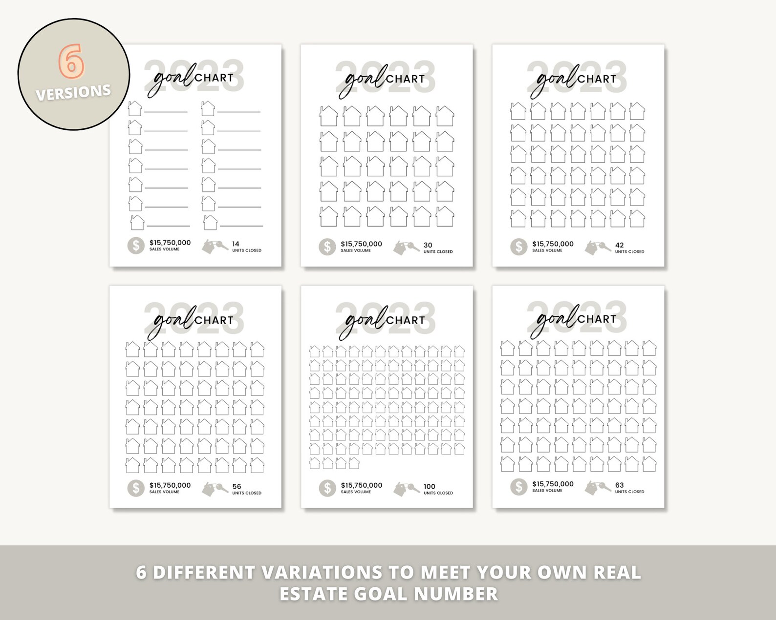 Real Estate Goal Chart Printable Real Estate Goal Tracker - Etsy