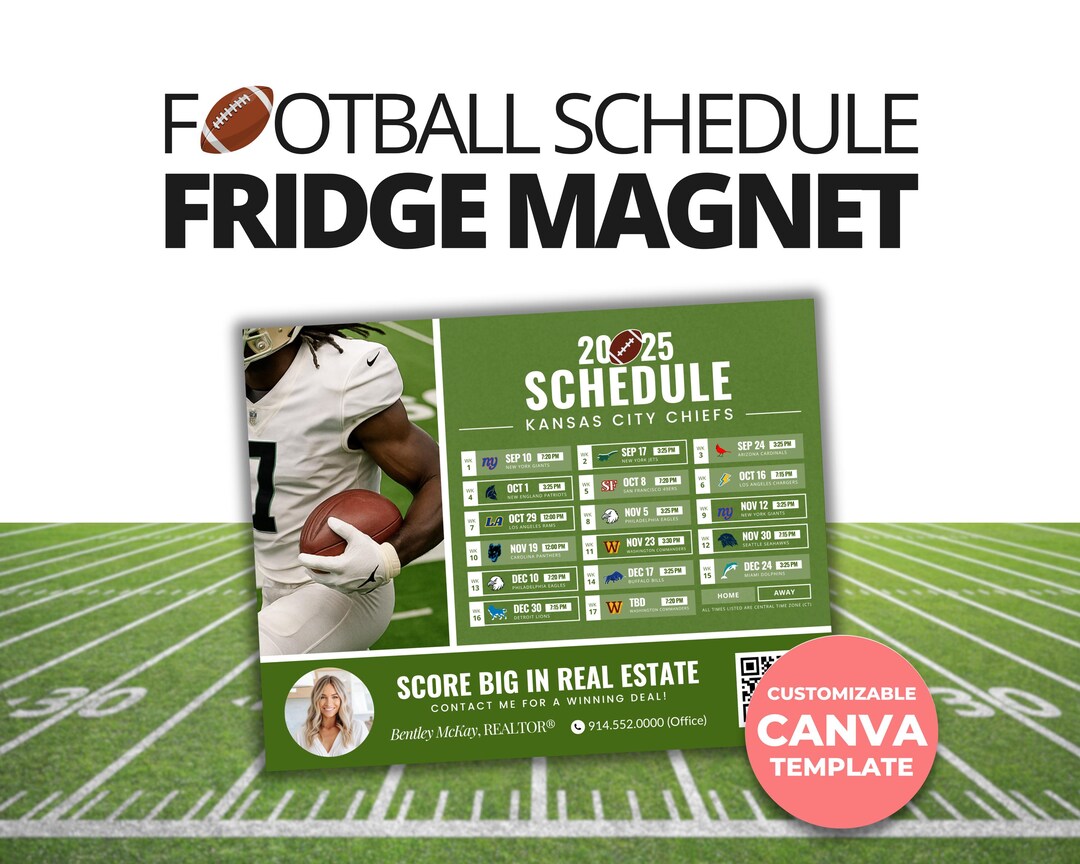 Editable Football Calendar | Fall Football Schedule Season Mailer ...