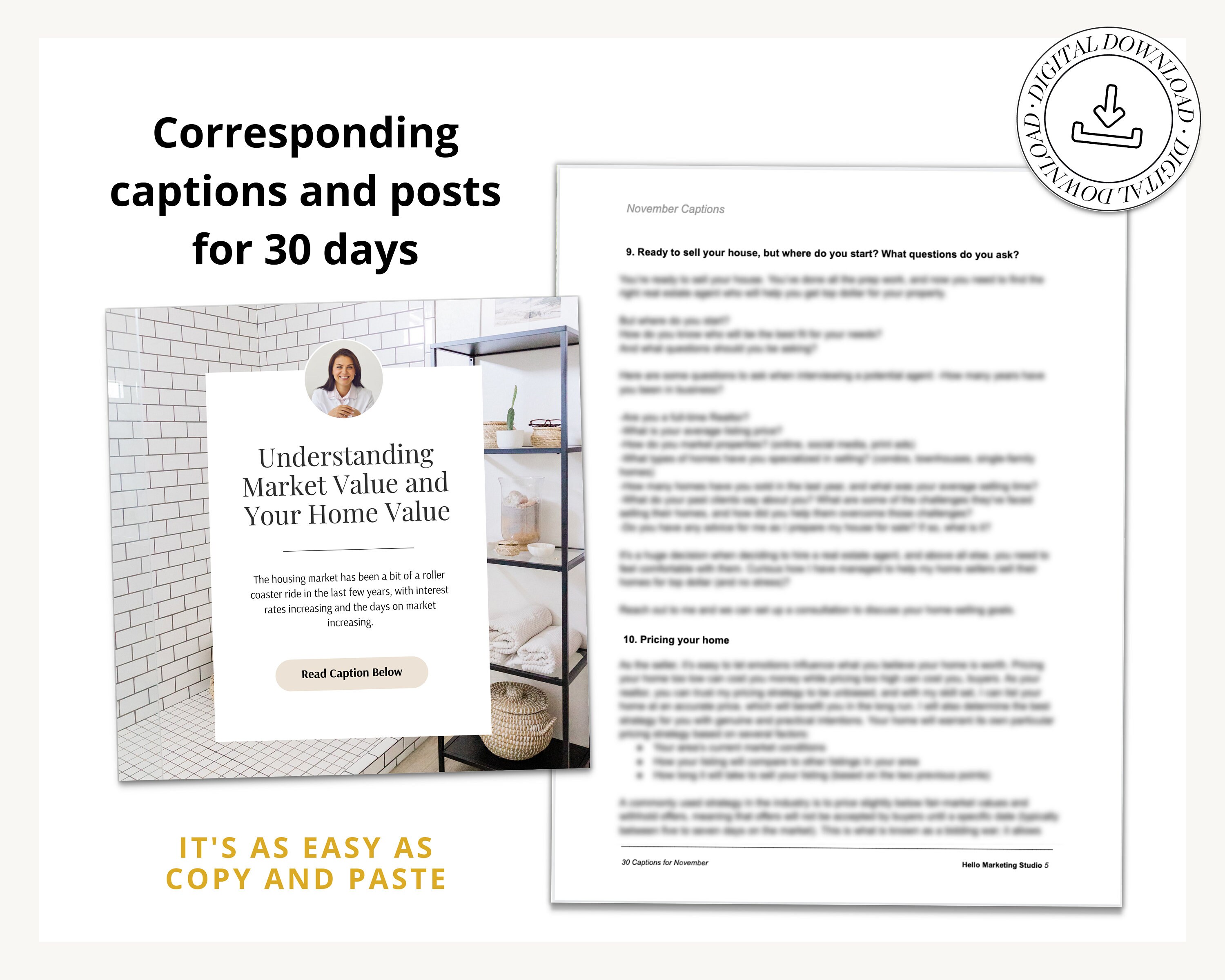 November Real Estate Captions & 30 Matching Real Estate Canva Posts ...