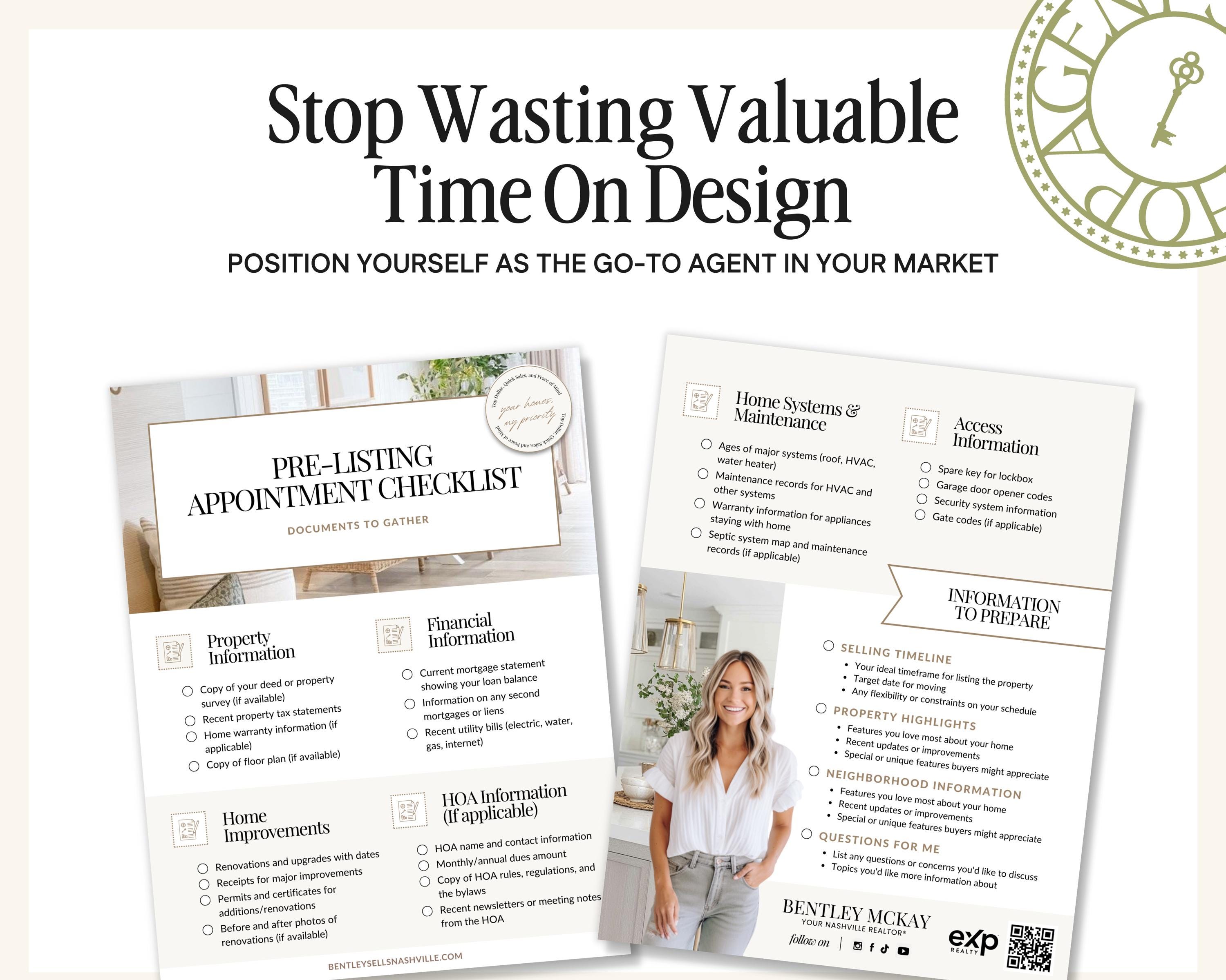 Pre-listing Appointment Checklist | Listing Presentation Prep | Canva ...