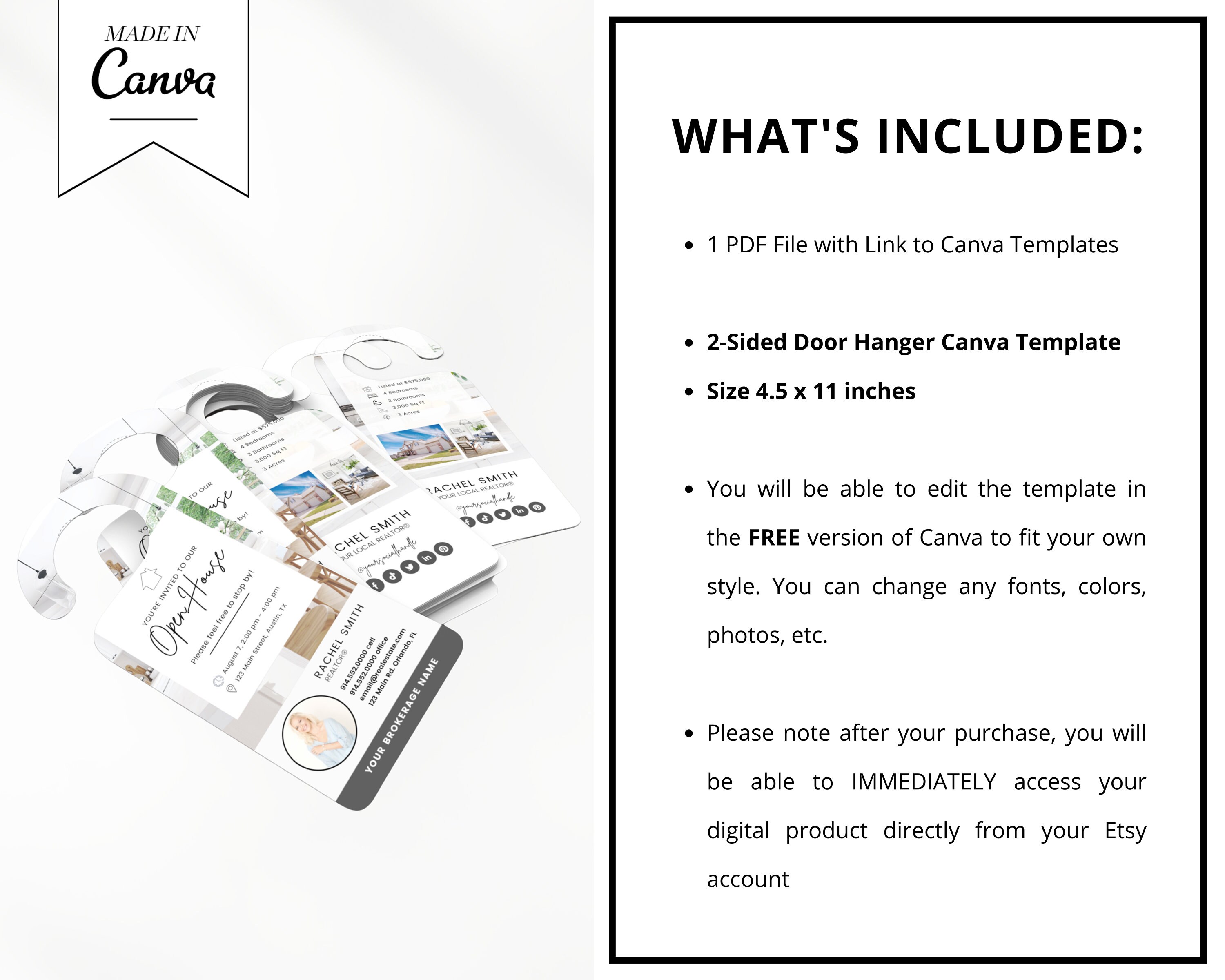 Real Estate Door Hanger Tag Canva Template | Modern Neighborhood ...