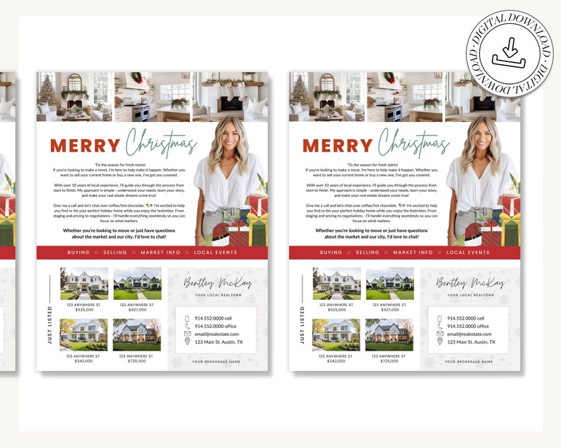 Christmas Real Estate Flyer | Real Estate Marketing | Canva Template ...