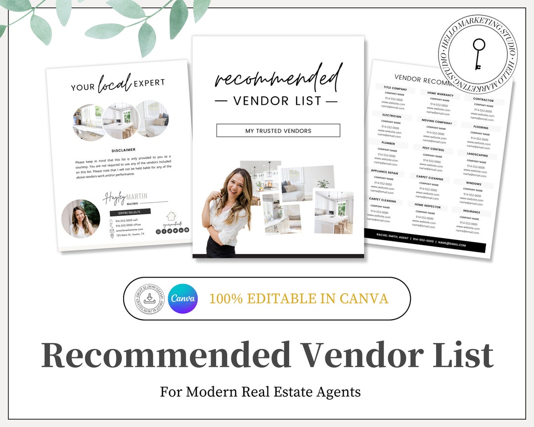 Real Estate Vendor List Recommended Vendors Real Estate Marketing ...