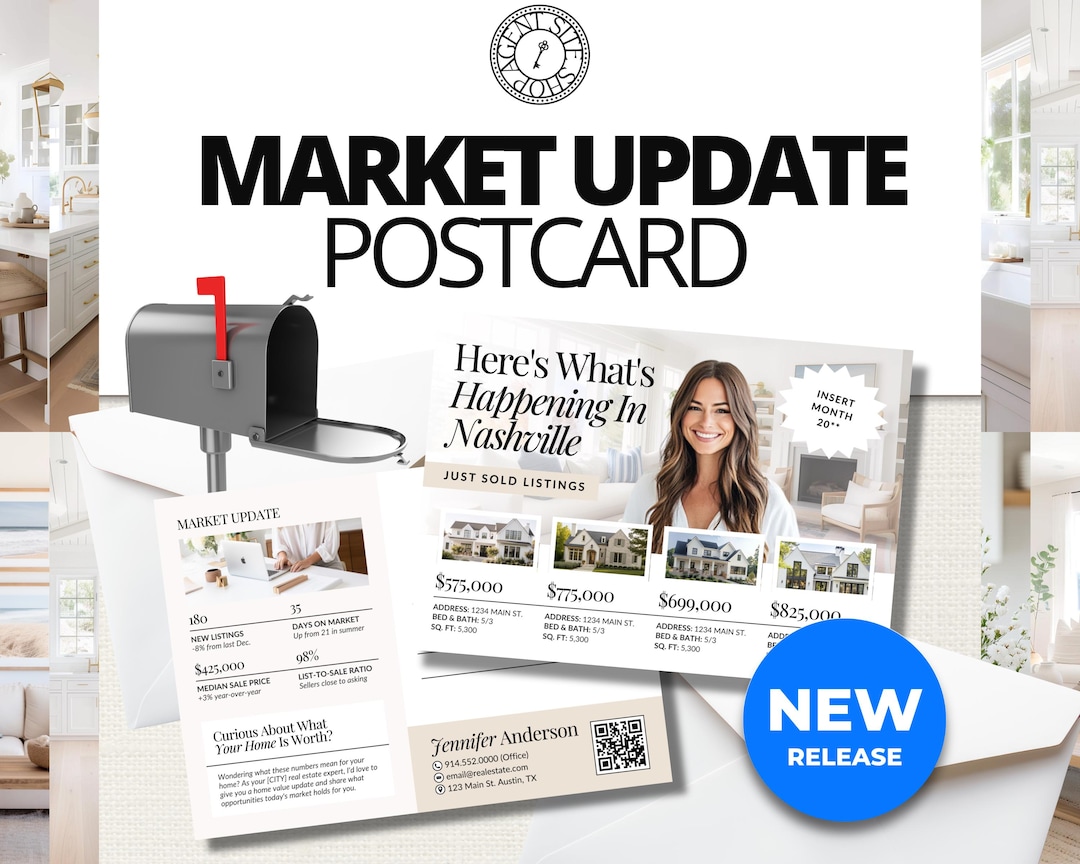 Real Estate Market Update Postcard | Real Estate Postcard | Market ...