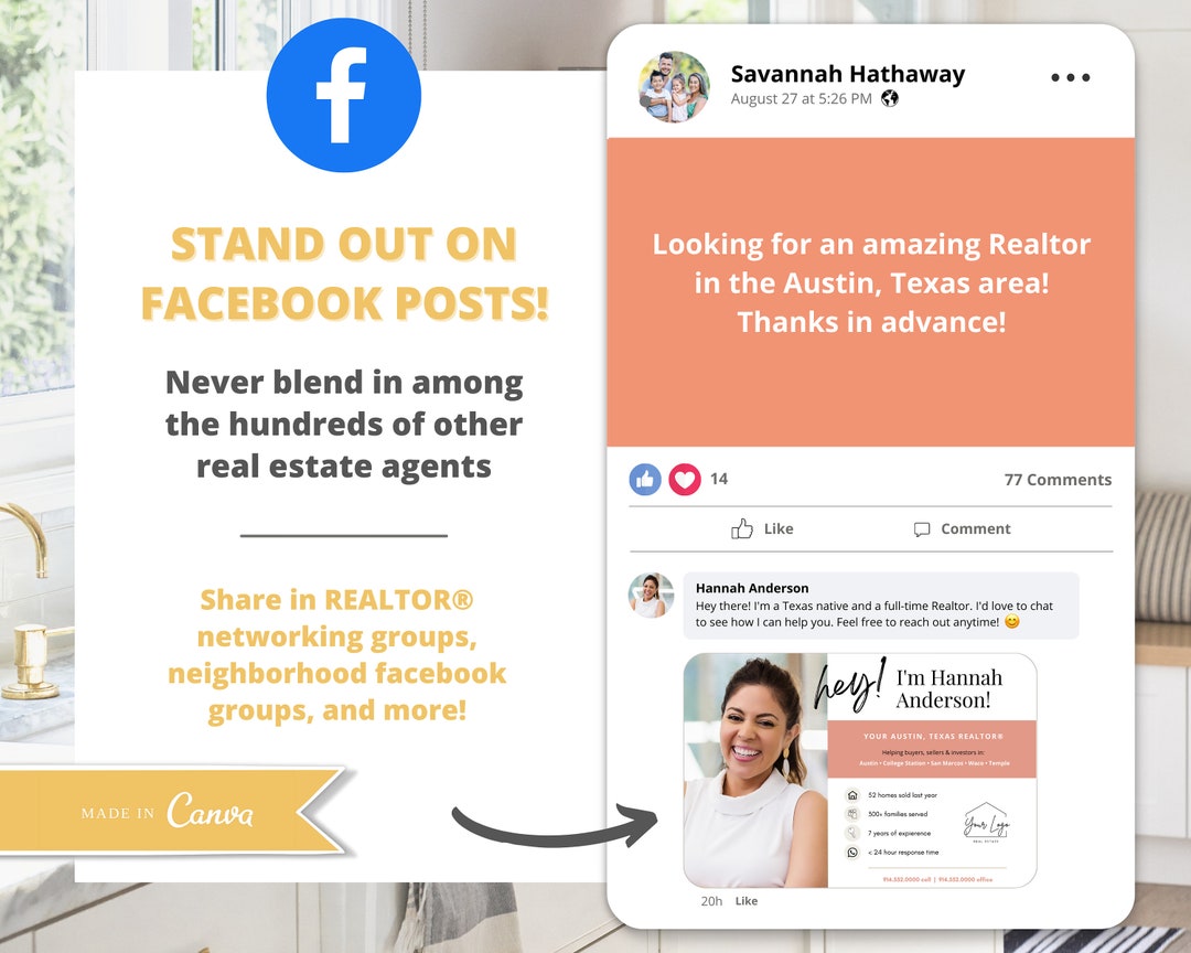 Real Estate Facebook Self Promotion Referral Post | Real Estate Social ...