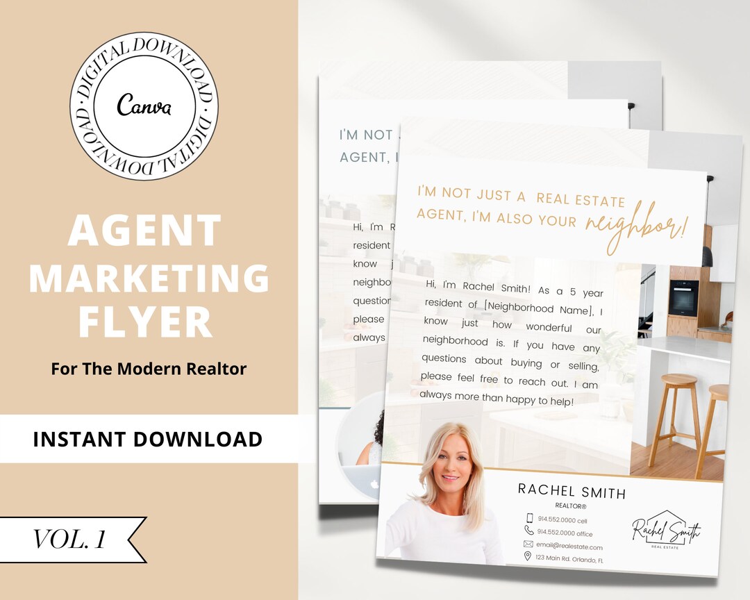 Real Estate Agent Introduction Flyer | Neighborhood Farming | Editable ...