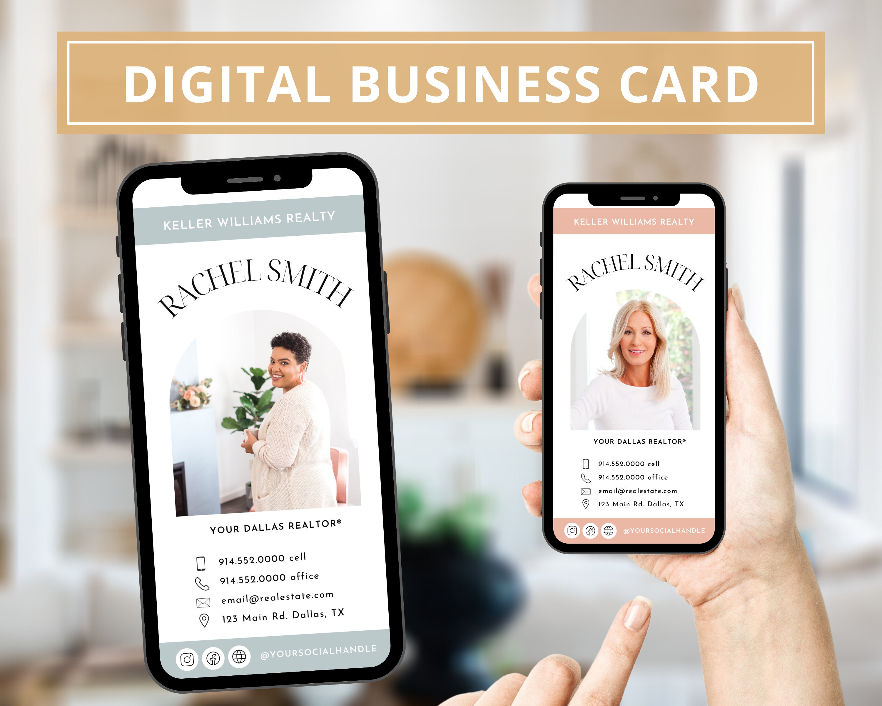 NEW Digital Business Card Canva Template Real Estate Etsy