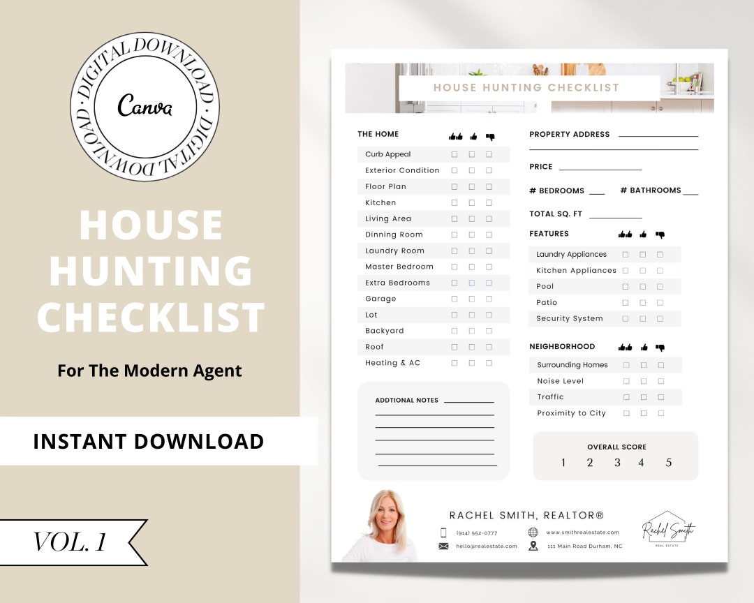 Vol 1 | Buyer House Hunting Checklist | Real Estate Agent Marketing ...