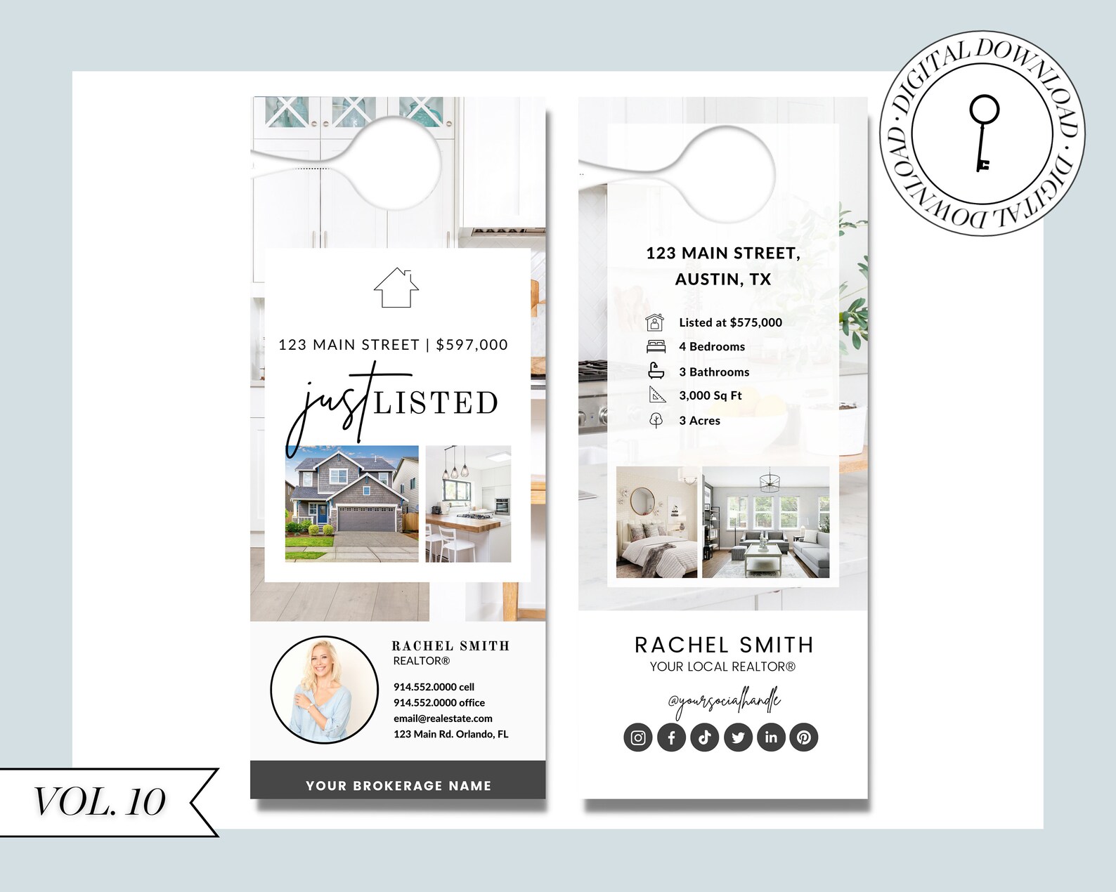 Real Estate Door Hanger Tag Canva Template Modern | Etsy