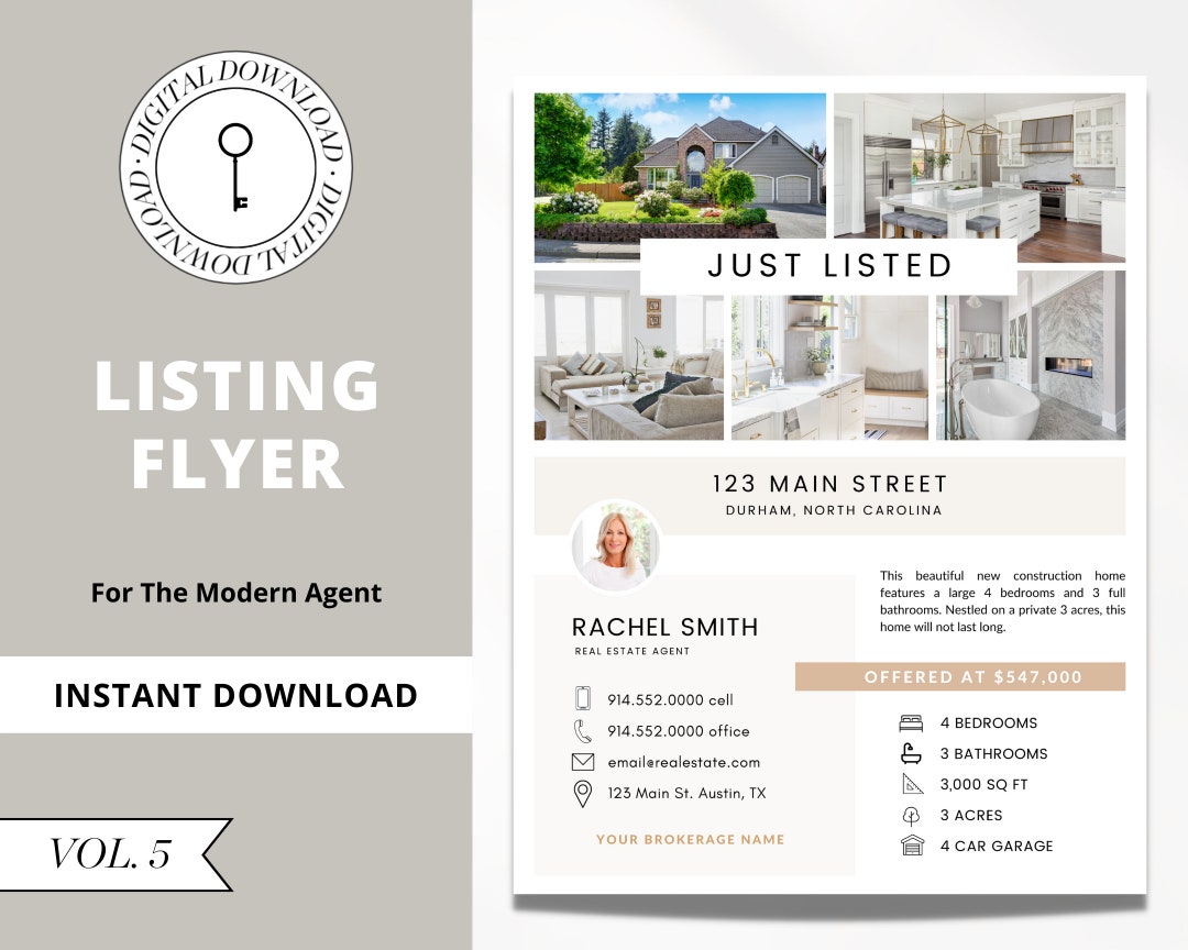 Real Estate Listing Flyer | Open House | Just Listed Flyer | Real ...