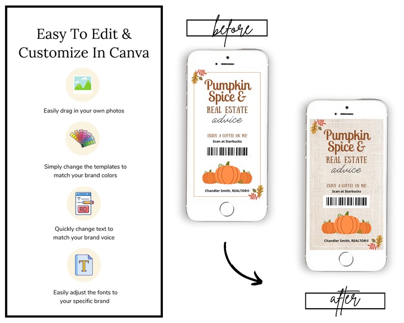 Fall Digital Coffee Gift Card | Textable Pumpkin Spice & Real Estate ...