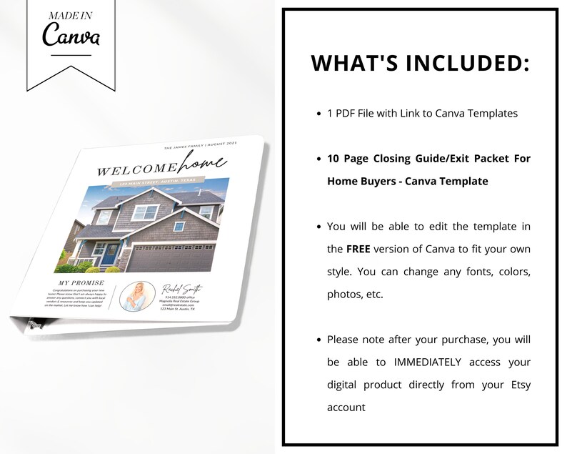 Real Estate Client Closing Guide Exit Packet | New Home Binder | Buyer ...
