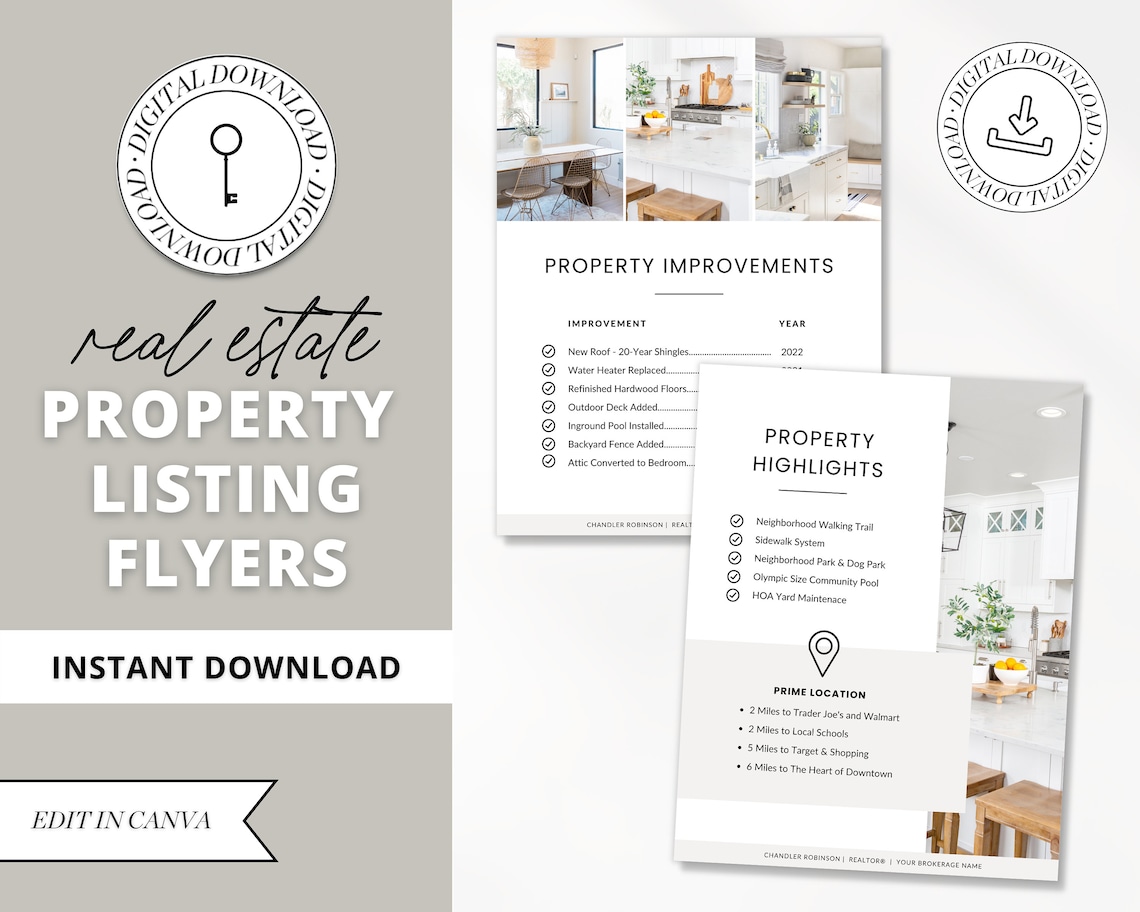 Home Listing Flyers | Open House Packet| Real Estate Marketing ...