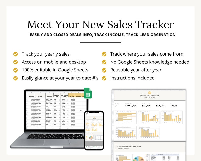 Real Estate Transaction Tracker | Real Estate Sales Tracker | Income ...
