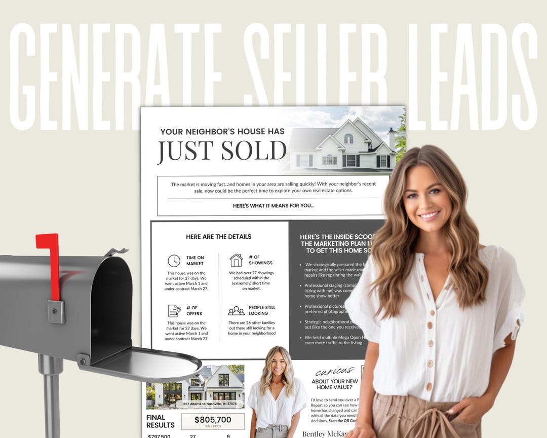 Real Estate Sold Neighbor's House Flyer | Just Sold Letter | Real ...