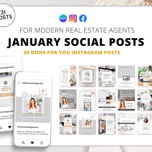 January Real Estate Agent Social Media Posts With Captions - Etsy