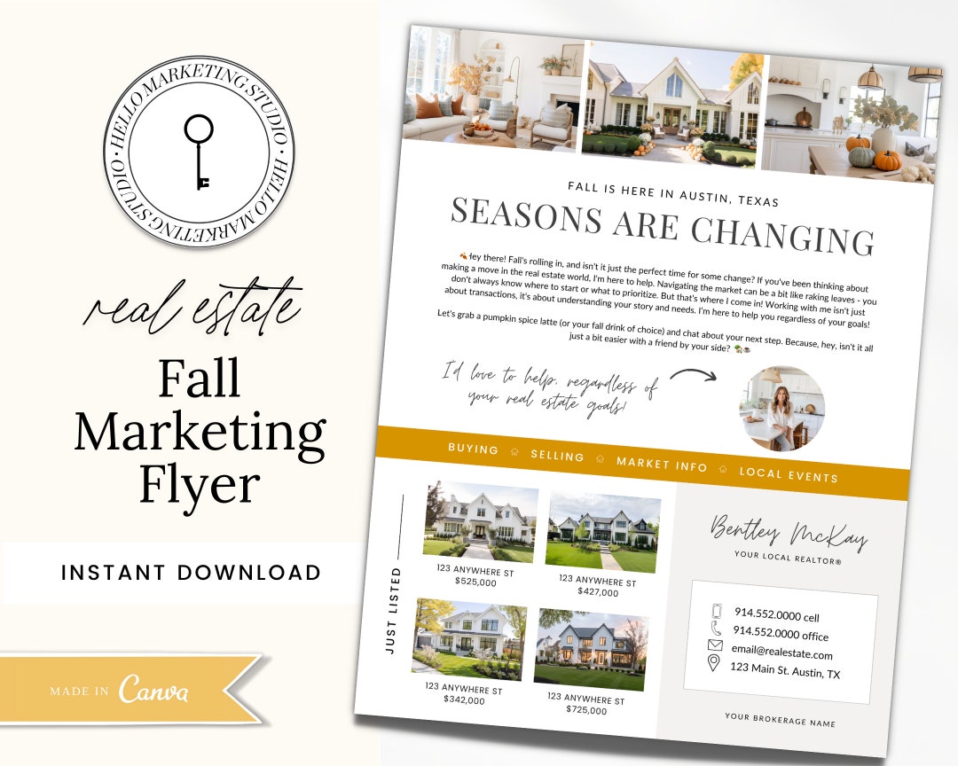 Fall Real Estate Flyer | Real Estate Marketing | Canva Template | Real ...