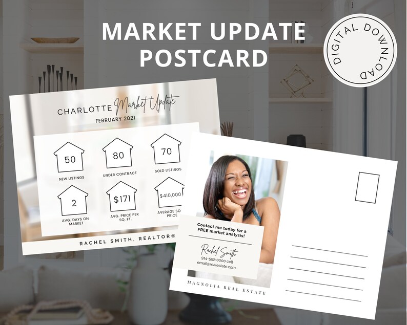 Market Update Postcard Canva Template Printable Real Estate | Etsy