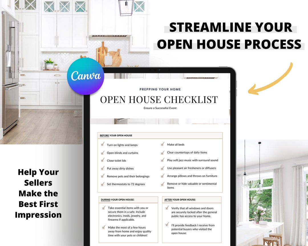 Open House Checklist | Showing Prep | Open House To-do List | Real ...