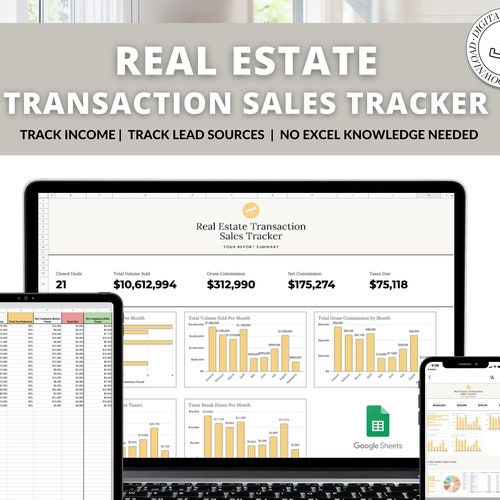 Real Estate Sales Tracker Transaction Management Real - Etsy