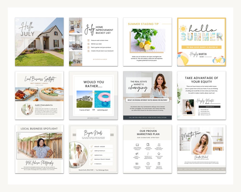 Real Estate July Social Media Posts 4th of July Summer - Etsy