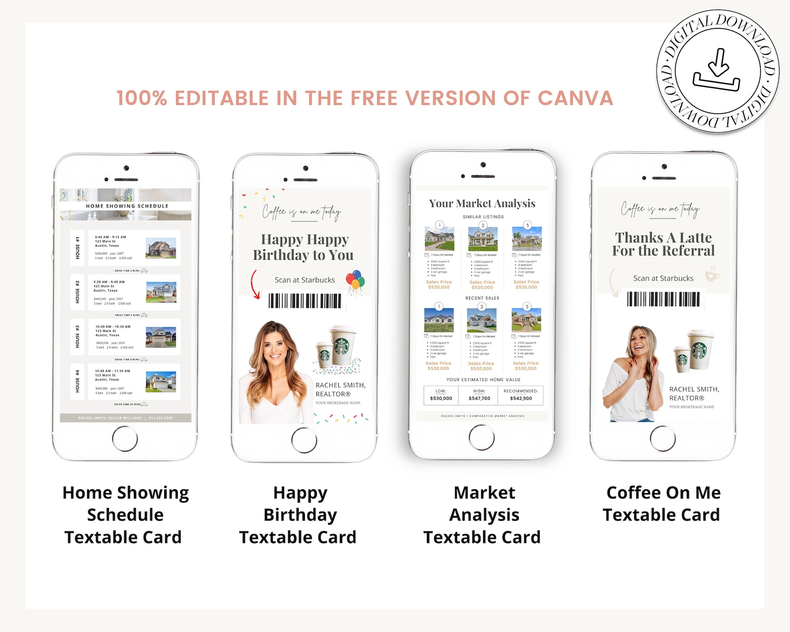 Digital Business Card Bundle | Textable Real Estate Cards | Real Estate ...