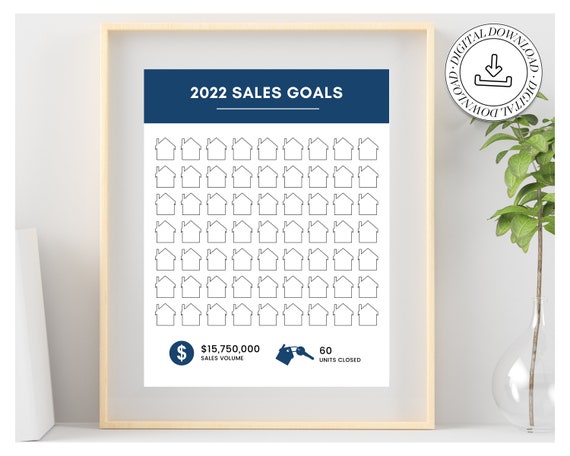 Real Estate Goal Chart Blue Printable Real Estate Goal | Etsy