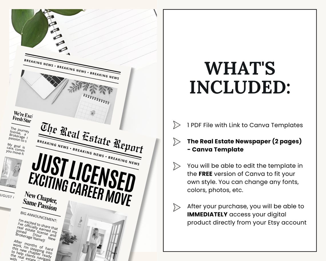 Real Estate Newspaper Prop Template, Large Newspaper Announcement ...