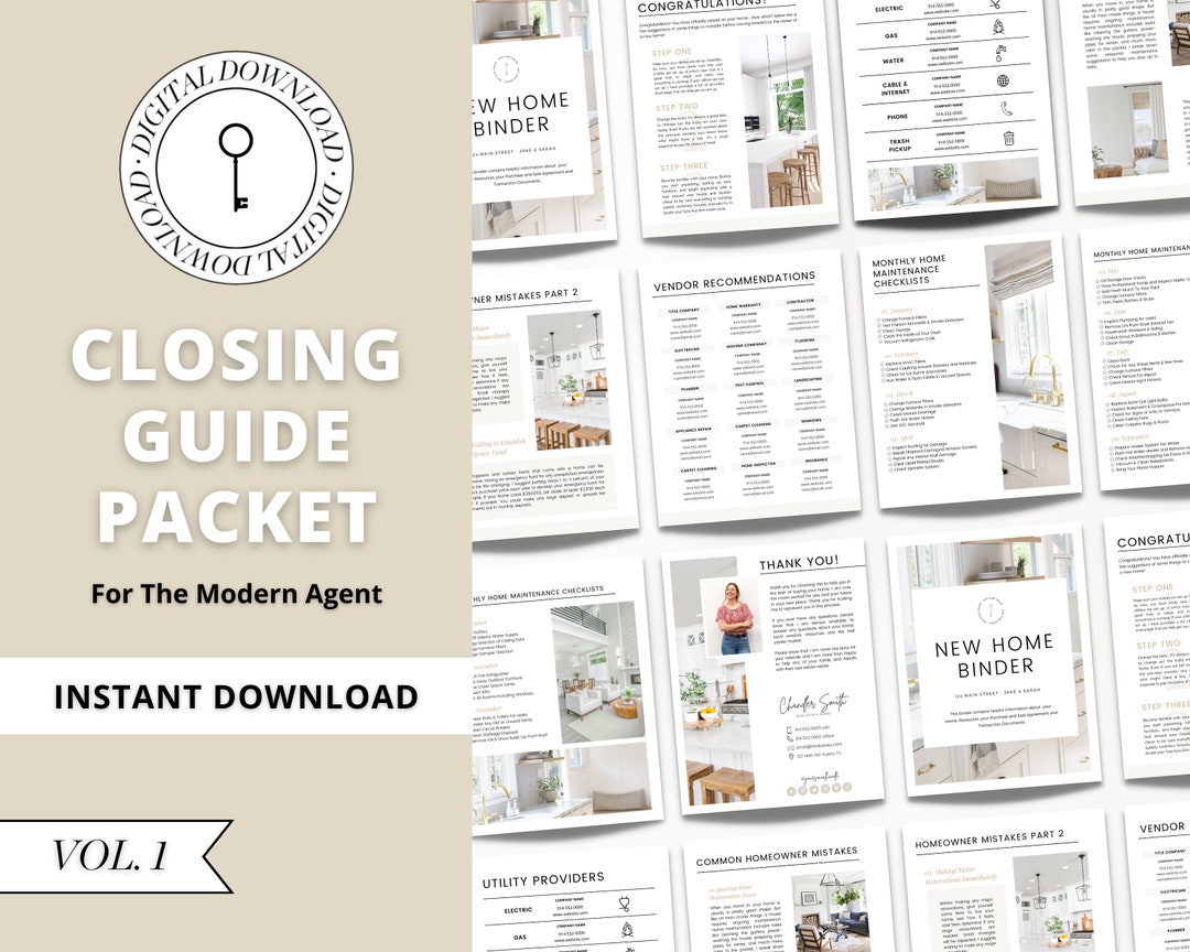 Vol 1 | Client Closing Guide Exit Packet | New Home Binder | Buyer ...