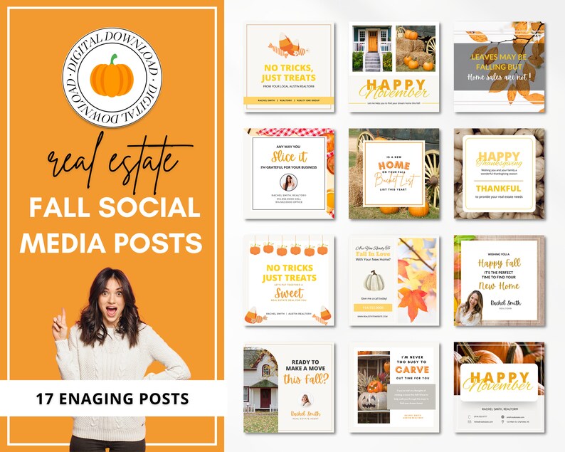 Fall Instagram Social Media Posts | Pumpkin Spice Real Estate | Fall ...