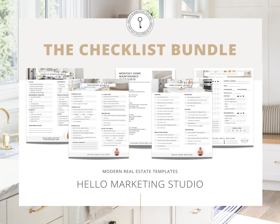 Real Estate Agent Checklist Bundle | Real Estate Marketing | Change of ...