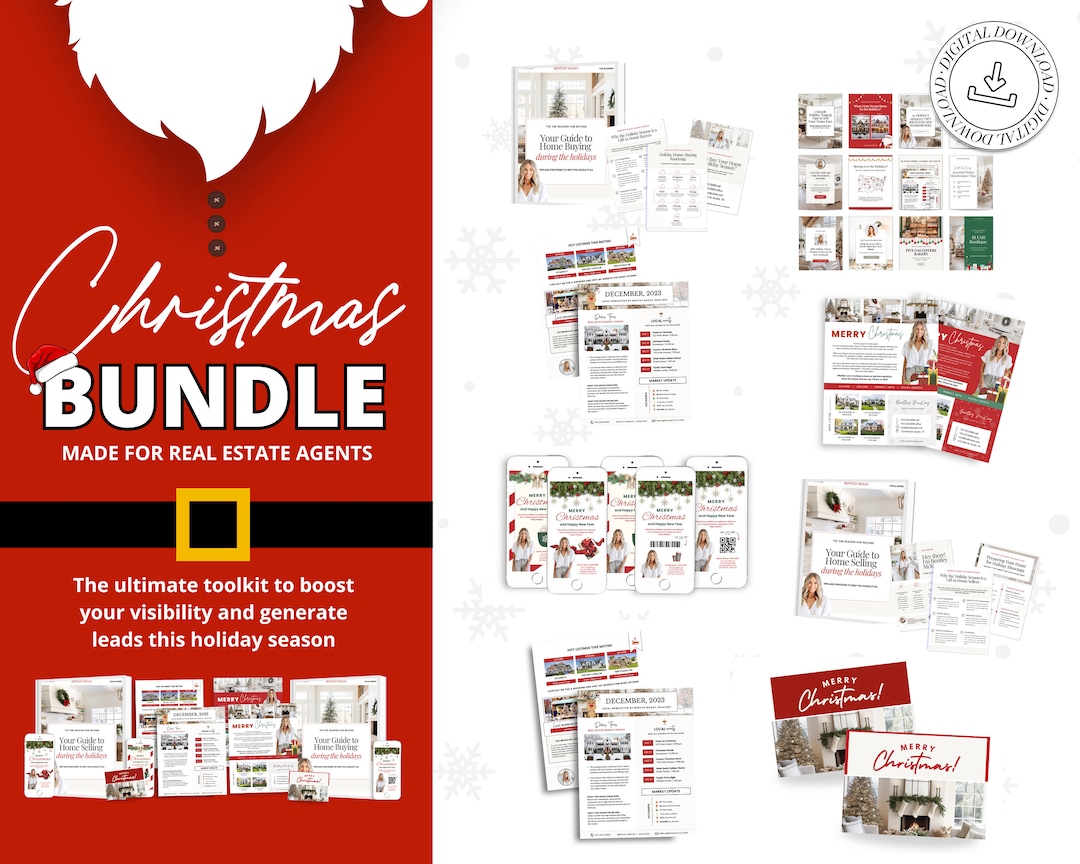 Christmas Real Estate Bundle | Real Estate Marketing Canva Templates ...
