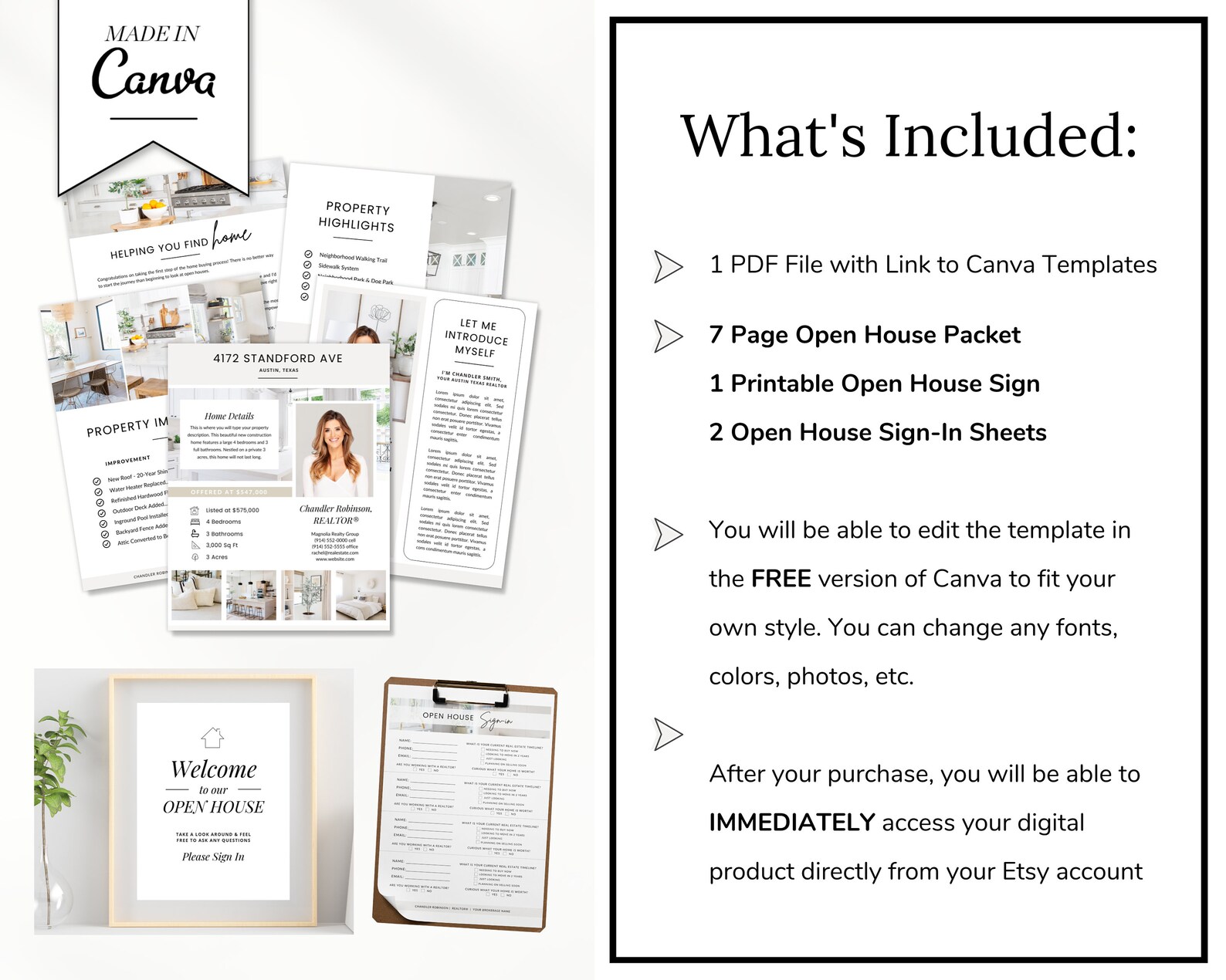 Open House Packet Listing Flyer Open House Sign in Sheet - Etsy