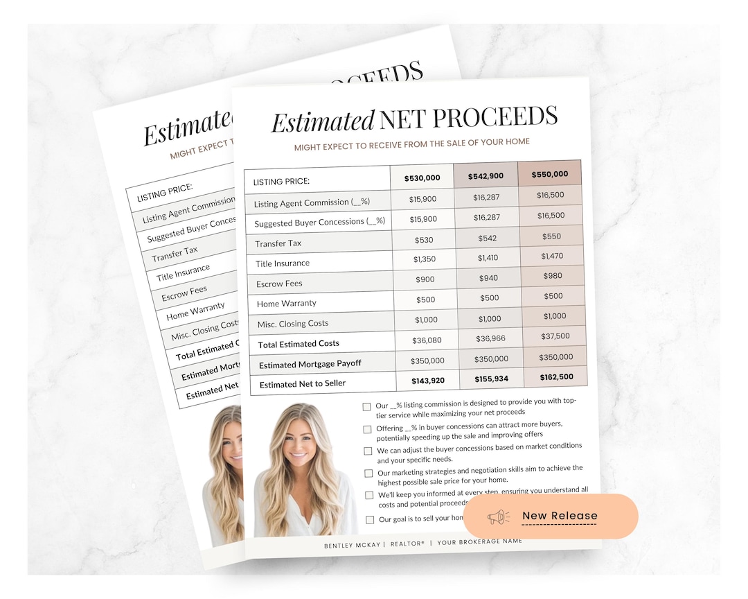 Seller's Net Proceeds Sheet | Real Estate Net Sheet | Home Seller Net ...
