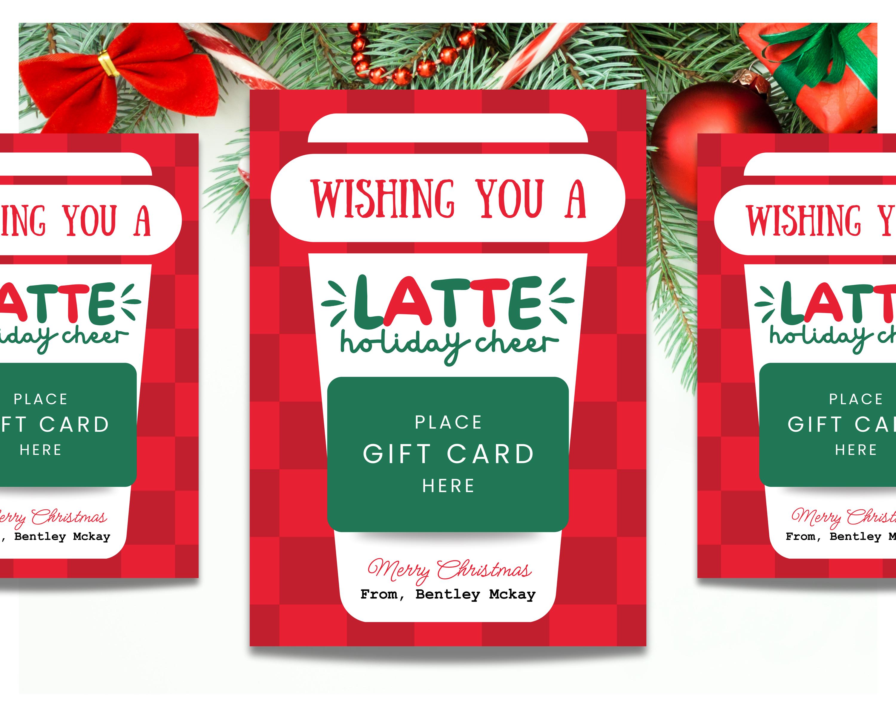 Latte Christmas Gift Card Holder: Printable Holiday Template - Etsy