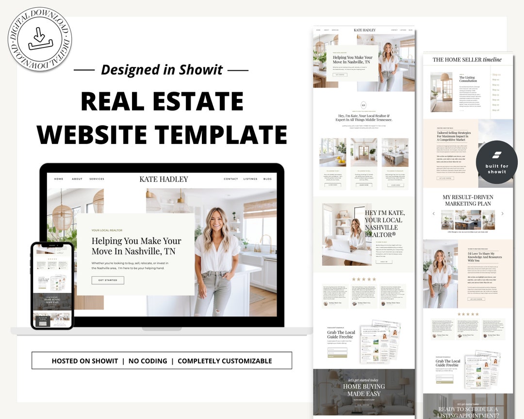 Real Estate Showit Website Template | Realtor Website Template | Real Estate Landing Page ...