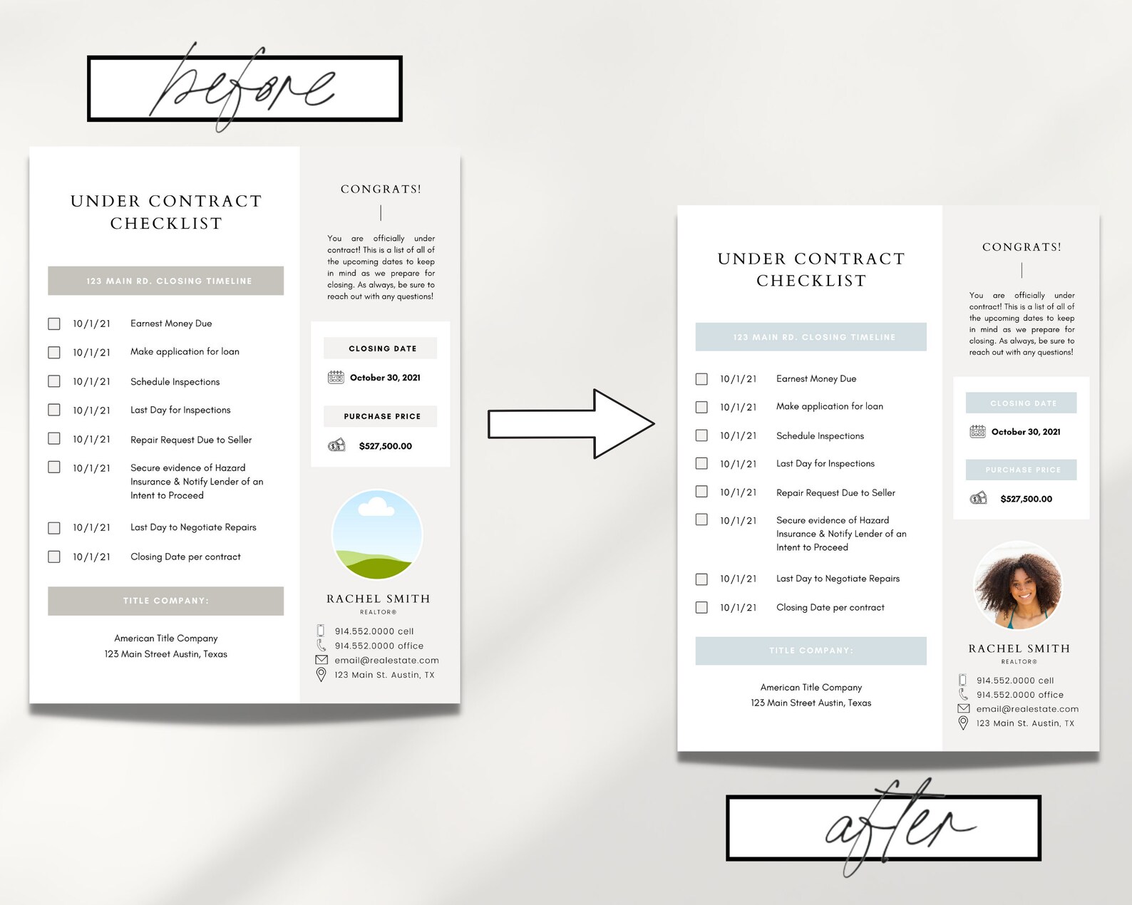Under Contract Checklist for Realtors | Real Estate Template | Real ...