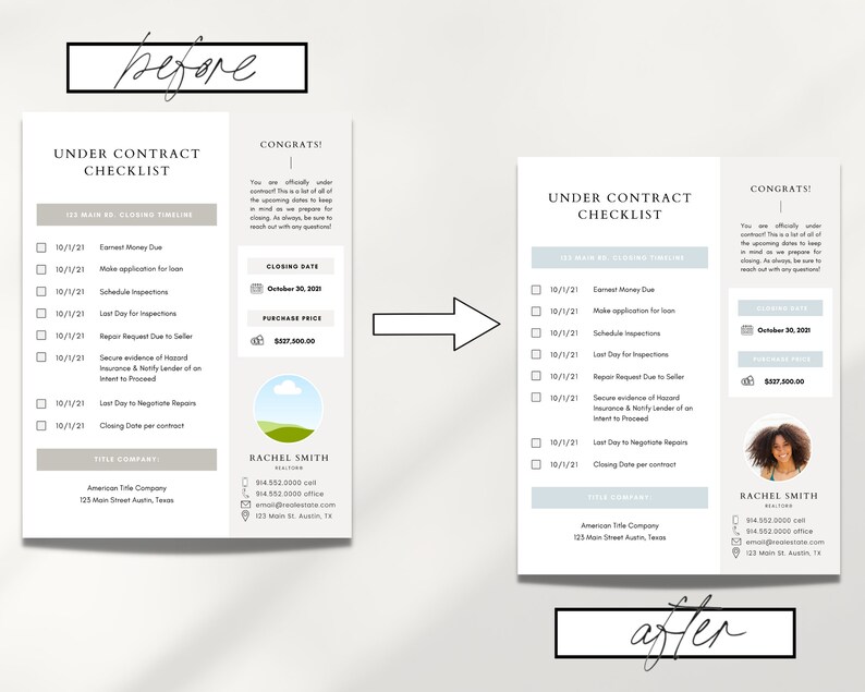 Under Contract Checklist for Realtors | Real Estate Template | Real ...