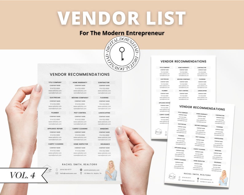 Vendor List Canva Template Recommended Vendor List - Etsy