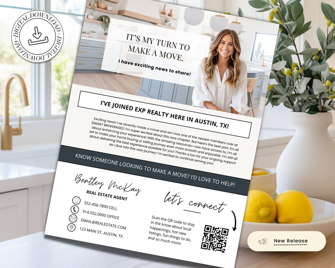 New Brokerage Flyer | Changing Brokerages Announcement | Editable Canva ...
